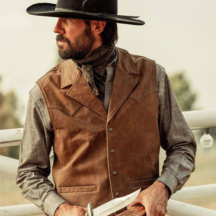 Men's Bowie Leather Vest - Schaefer Outfitter – Hamley Western Store