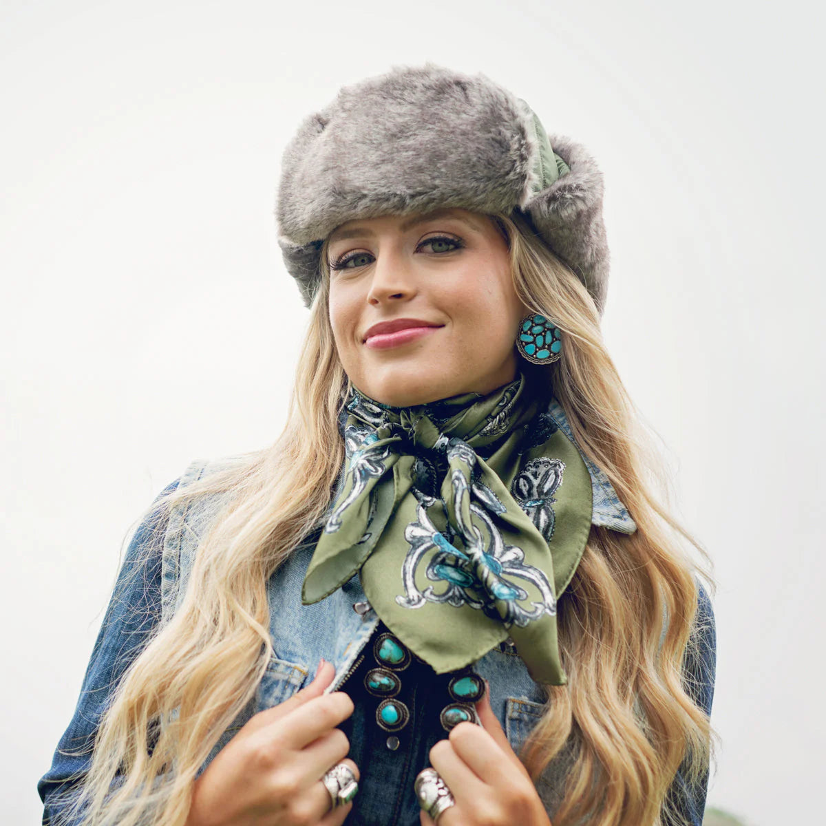 Turquoise & Conchos Scarf - Fringe Scarves – Hamley Western Store
